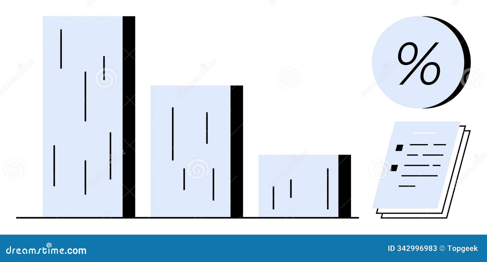 Data Analysis with Bar Chart, Percentage Symbol, and Document Stock ...