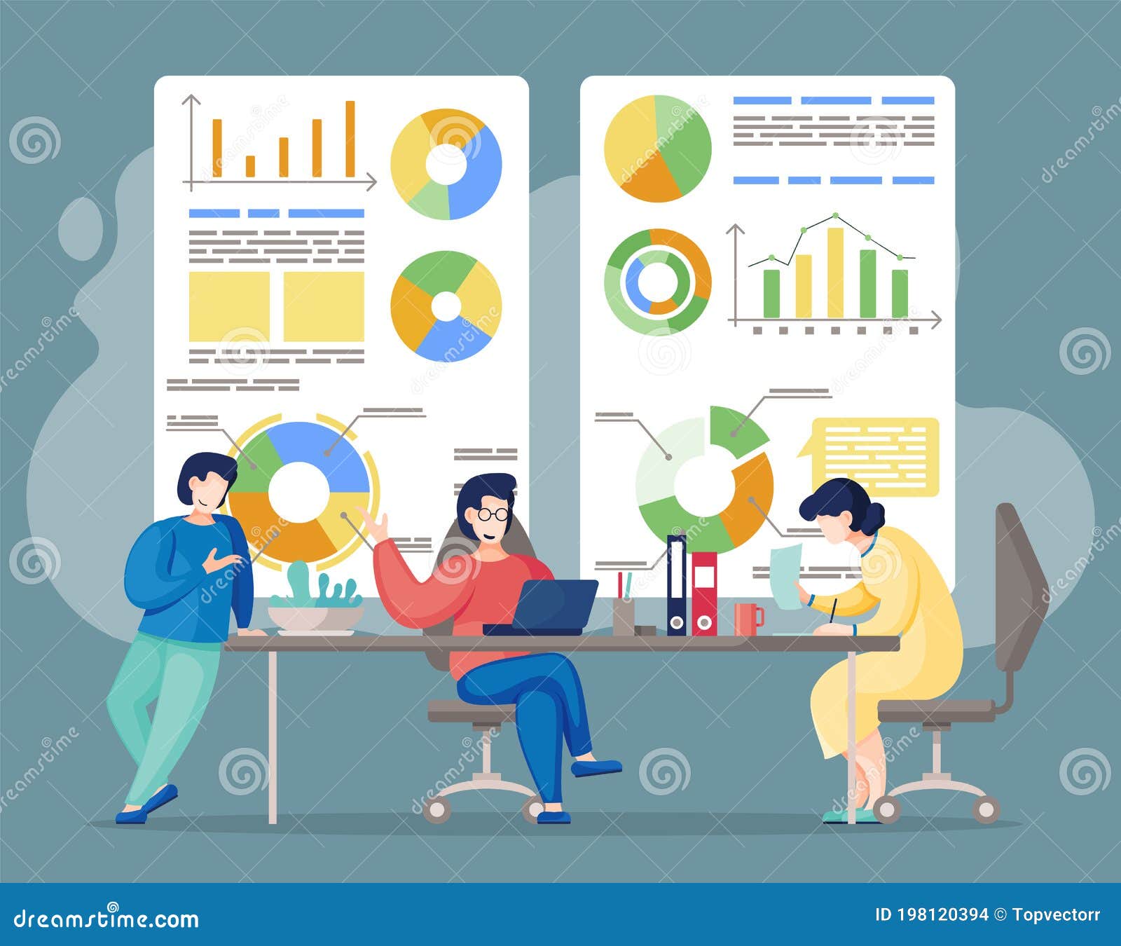 Data Analysis of Busy People in the Office, Colleagues Communicating ...