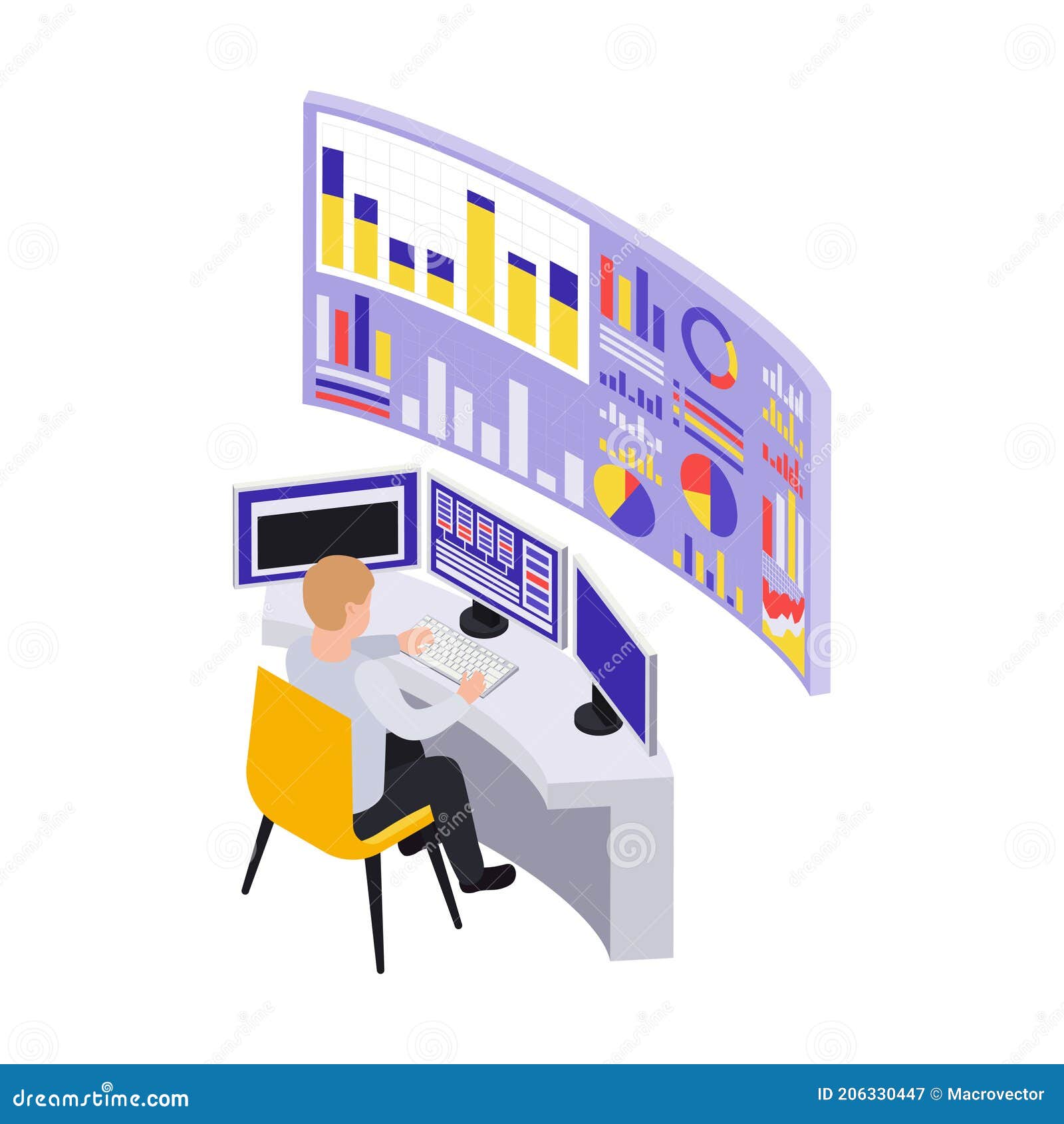 Data Analysis Center Composition Stock Vector - Illustration of ...