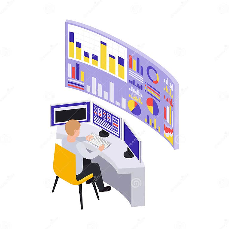 Data Analysis Center Composition Stock Vector - Illustration of ...