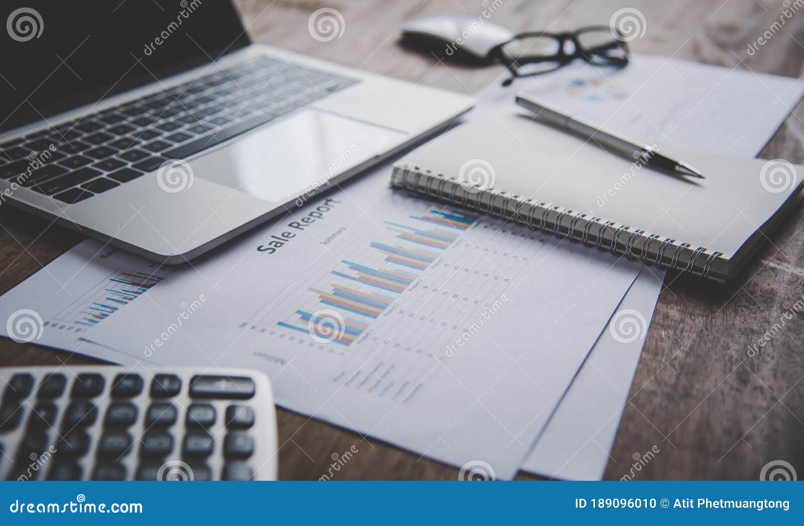 Data Analysis Chart and Graphs Placed on the Desk in the Office ...