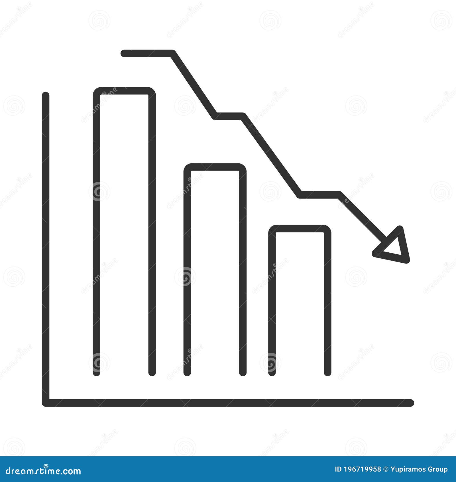Data Analysis, Chart Report Down Arrow Financial Business Line Icon Stock Vector - Illustration ...