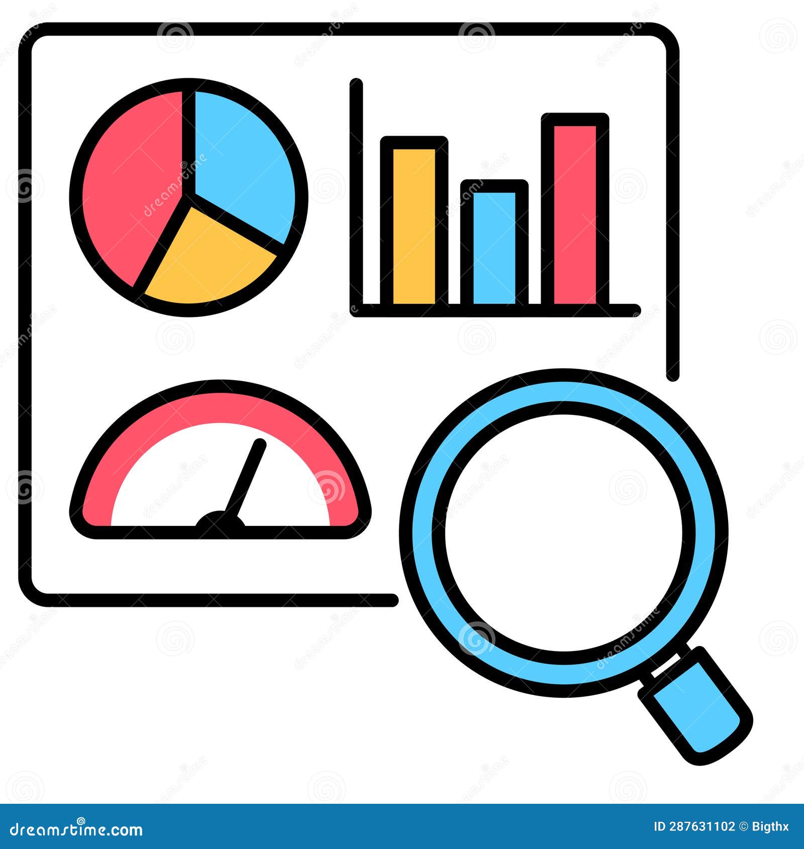 Data Analysis Chart and Report with Magnify Icon Logo Web Applications ...