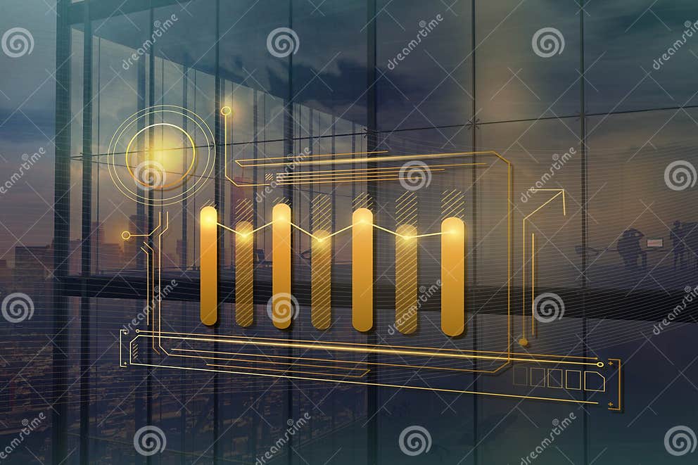 Data Analysis Charts in Gold. Finance Elements Charts. Stock ...