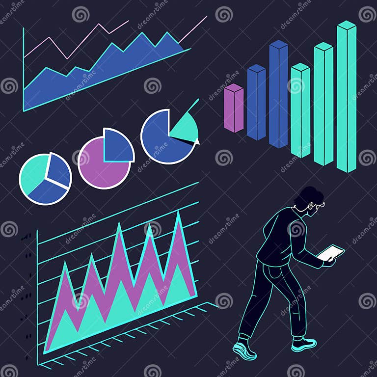 Data Analysis with Charts and Graphs Stock Illustration - Illustration ...