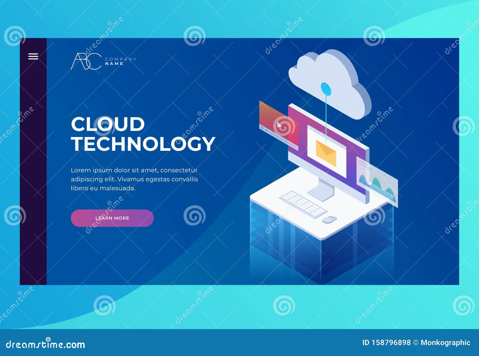 Header for Website. Design Template for Landing Page. Cloud Storage ...