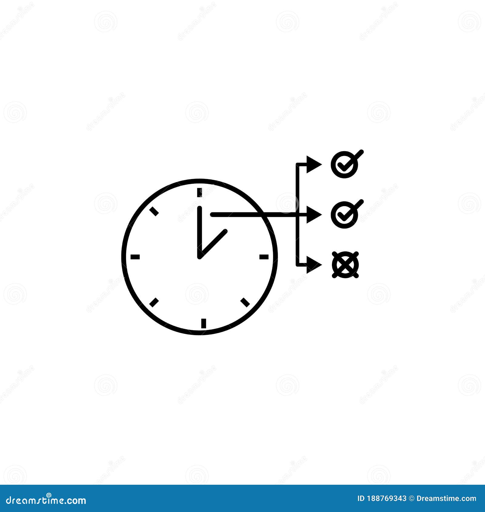 Clock With Check Mark, Best Time, Stopwatch Lineal Icon. Time ...