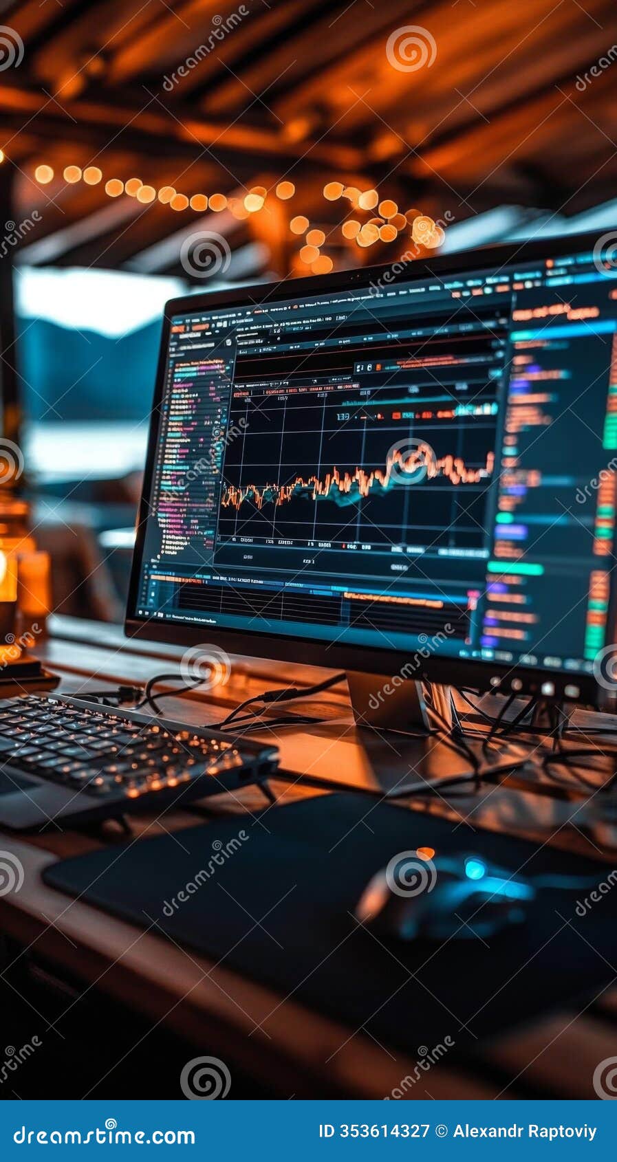 Data Analysis and Coding Occurring in a Cozy Workspace at Nighttime ...