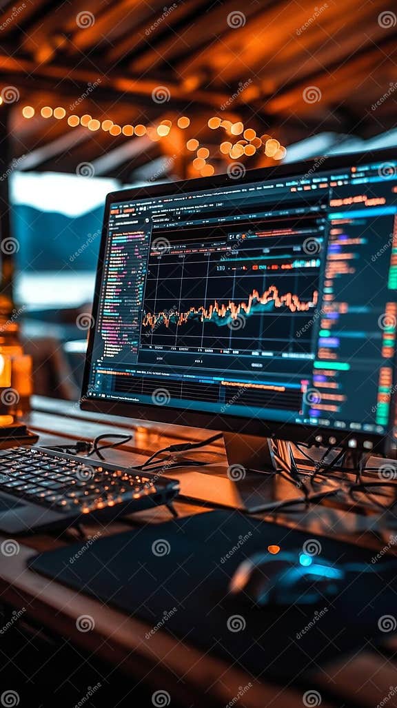 Data Analysis and Coding Occurring in a Cozy Workspace at Nighttime ...