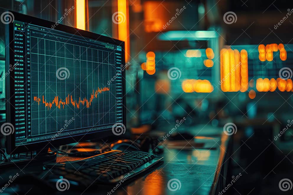 Data Analysis on Computer Screen with Vibrant Colors and Graphs Stock ...