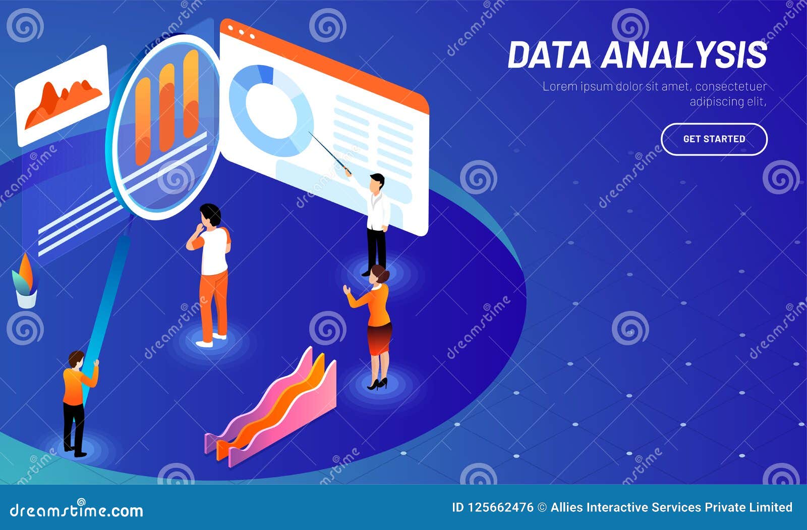 Data Analysis Concept Based Web Template Design with Isometric I Stock ...