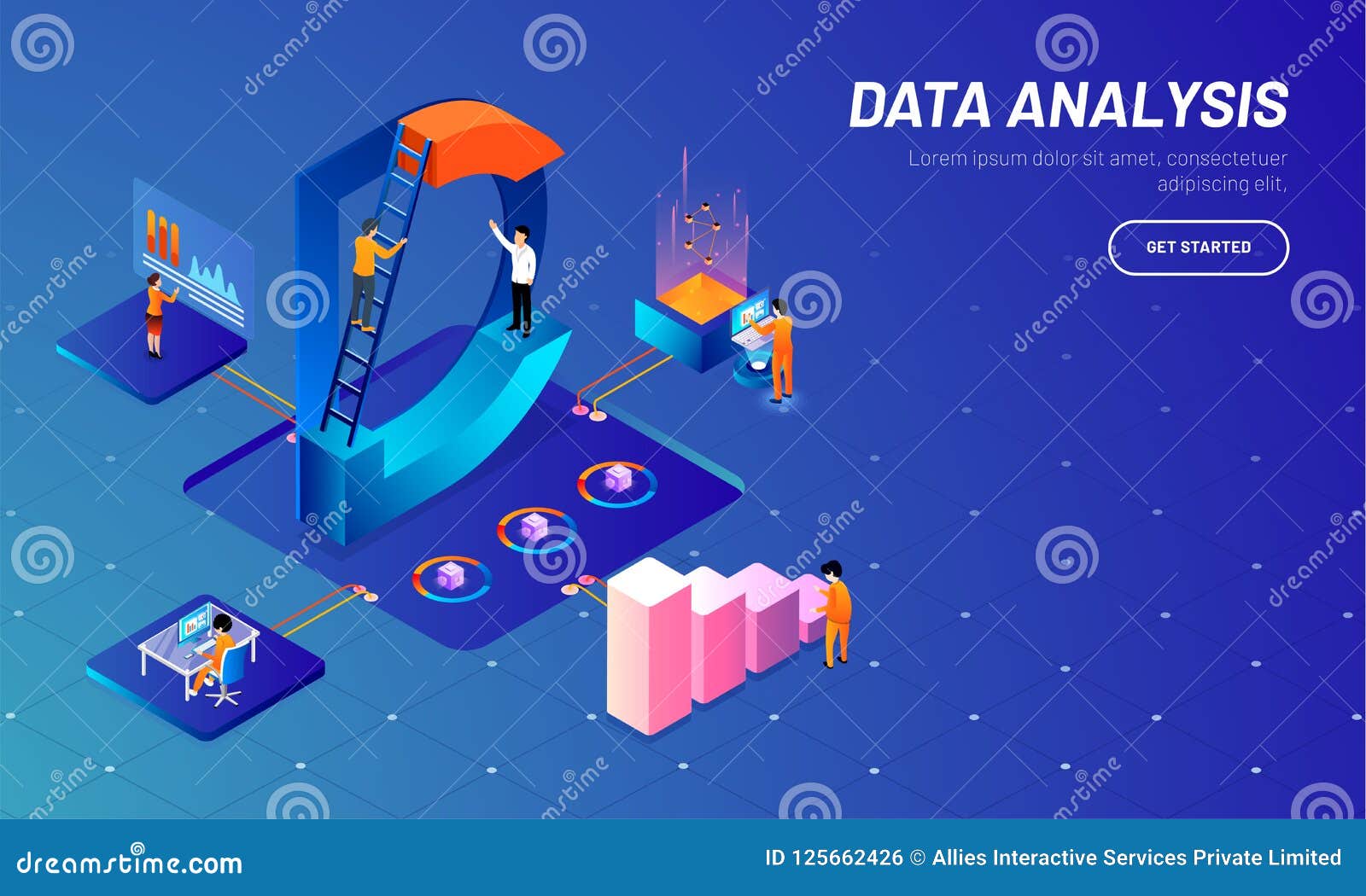 Data Analysis Concept Based Web Template, Isometric Design with Stock ...
