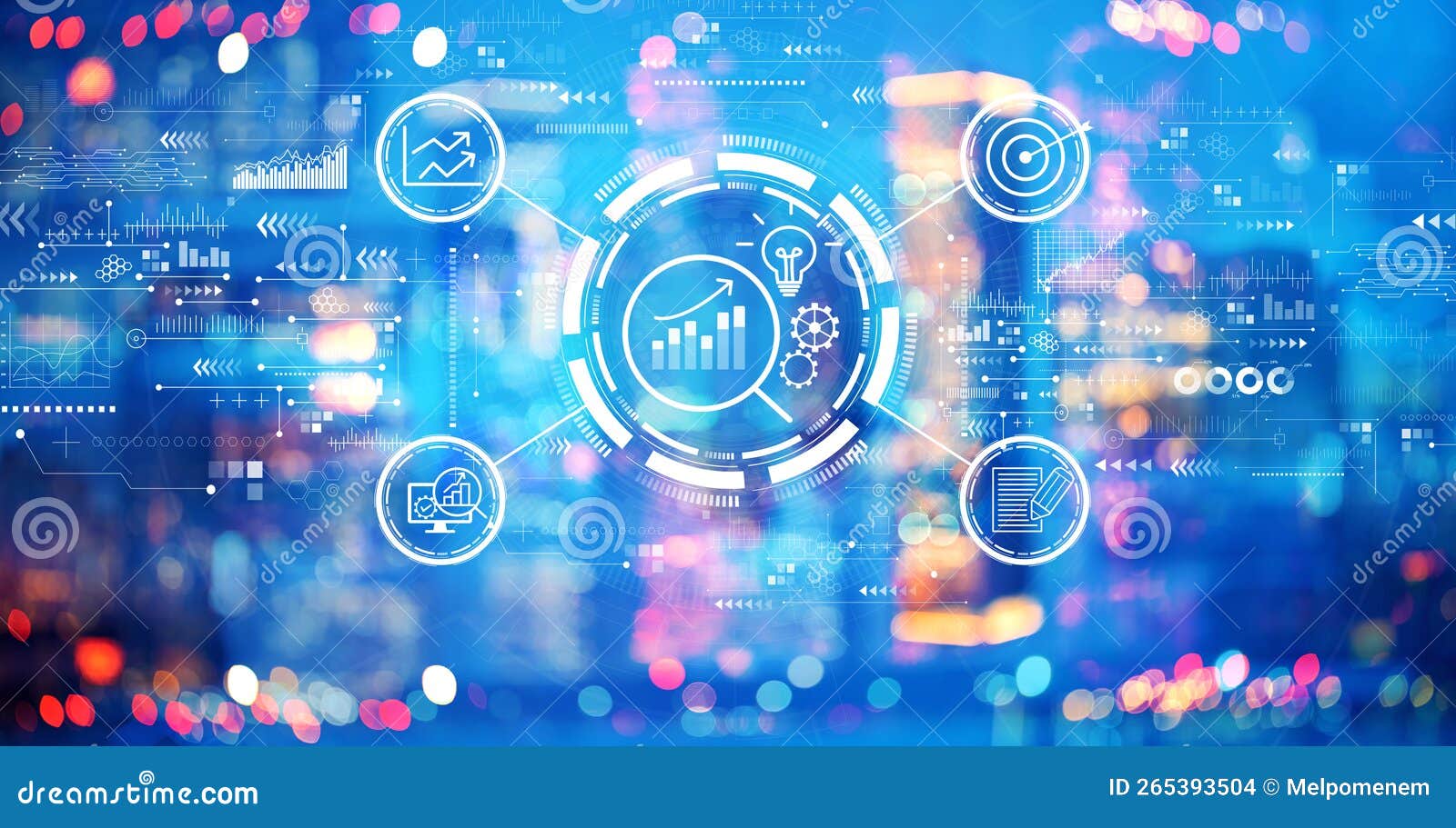 Data Analysis Concept with Blurred City at Night Stock Illustration ...