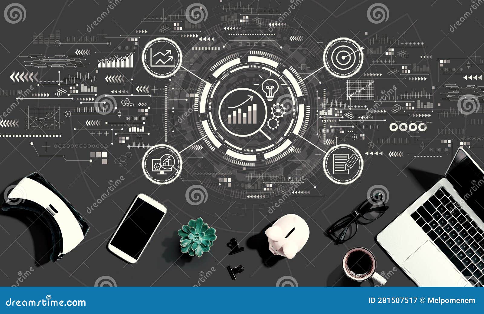 Data Analysis Concept with Electronic Gadgets and Office Supplies Stock ...