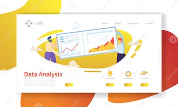 Data Analysis Concept Landing Page. Flat People Characters Building ...