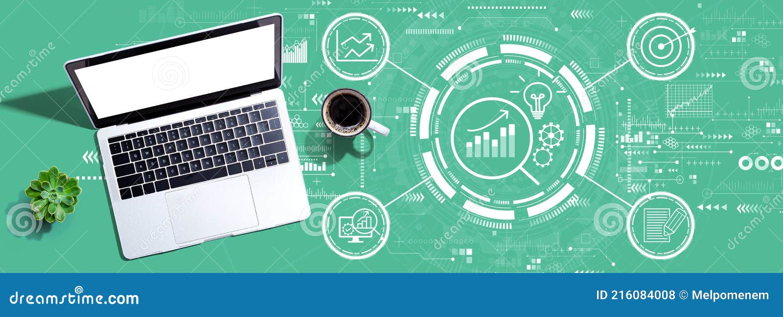 Data Analysis Concept with a Laptop Computer Stock Illustration ...