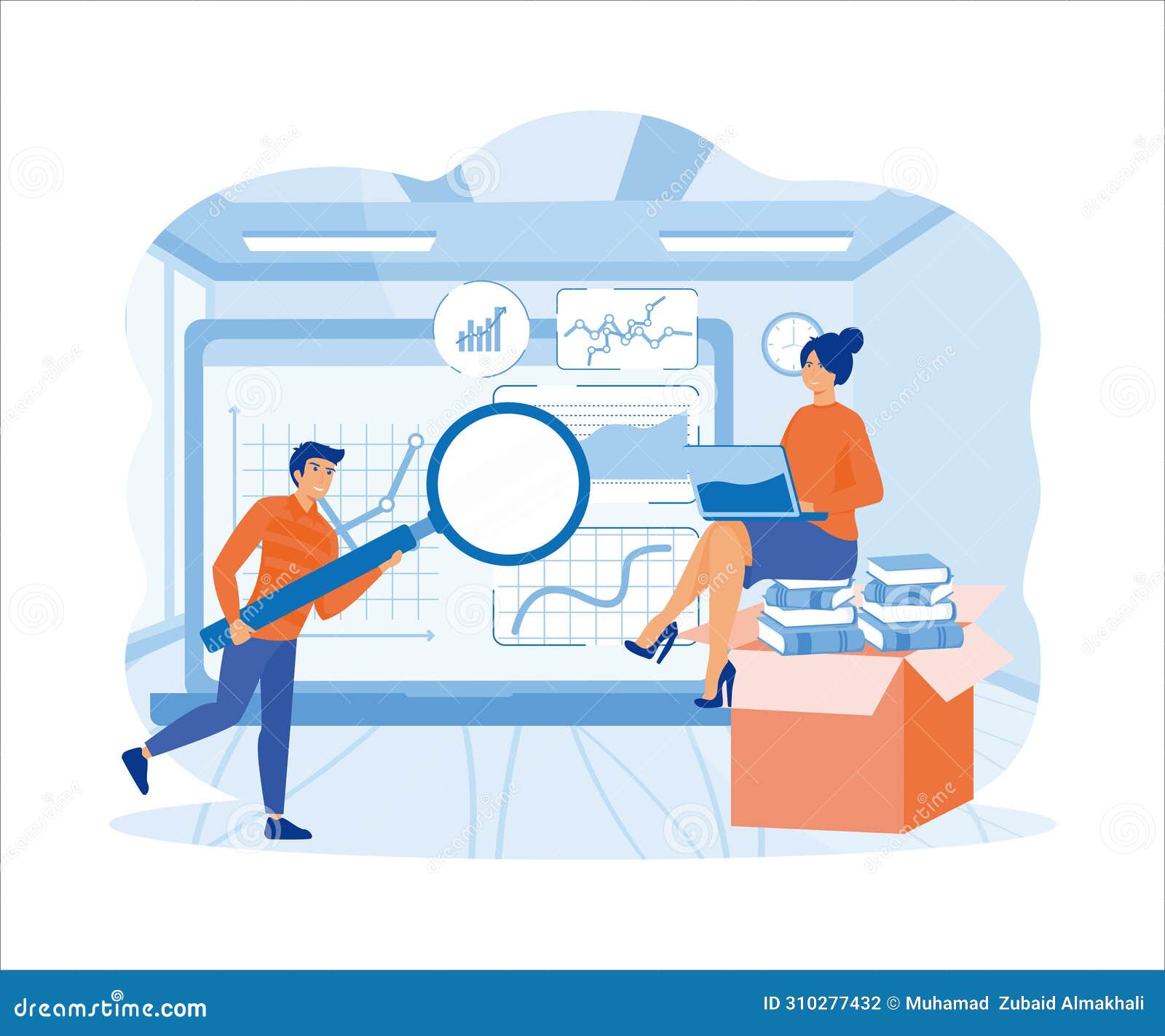 Data Analysis Concept. People Characters Working with Data ...