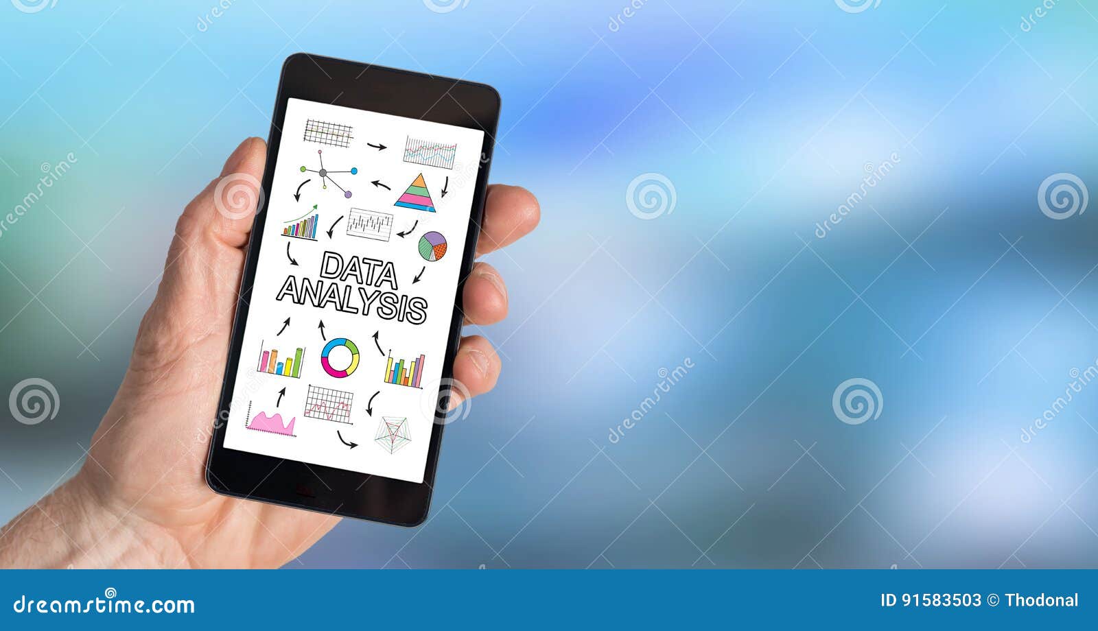 Data Analysis Concept on a Smartphone Stock Image - Image of graph ...