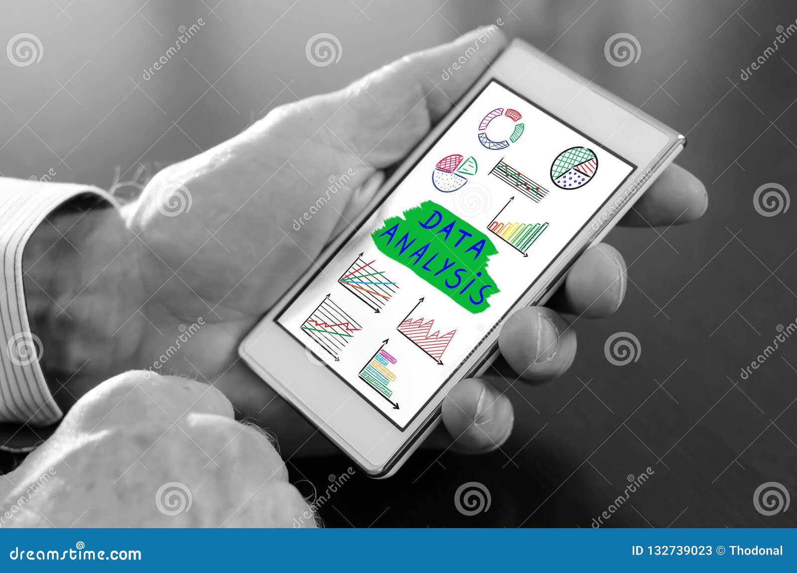 Data Analysis Concept on a Smartphone Stock Image - Image of sales ...