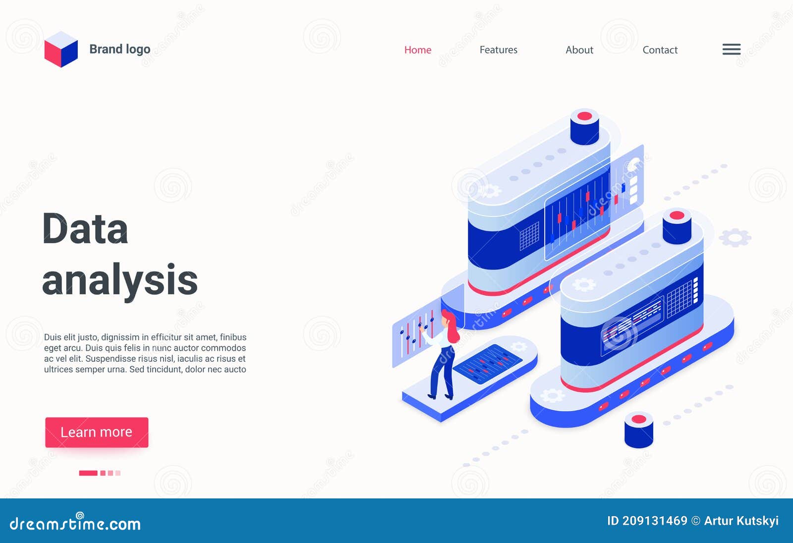 Data Analysis Digital Tech Platform Concept Isometric Landing Page ...