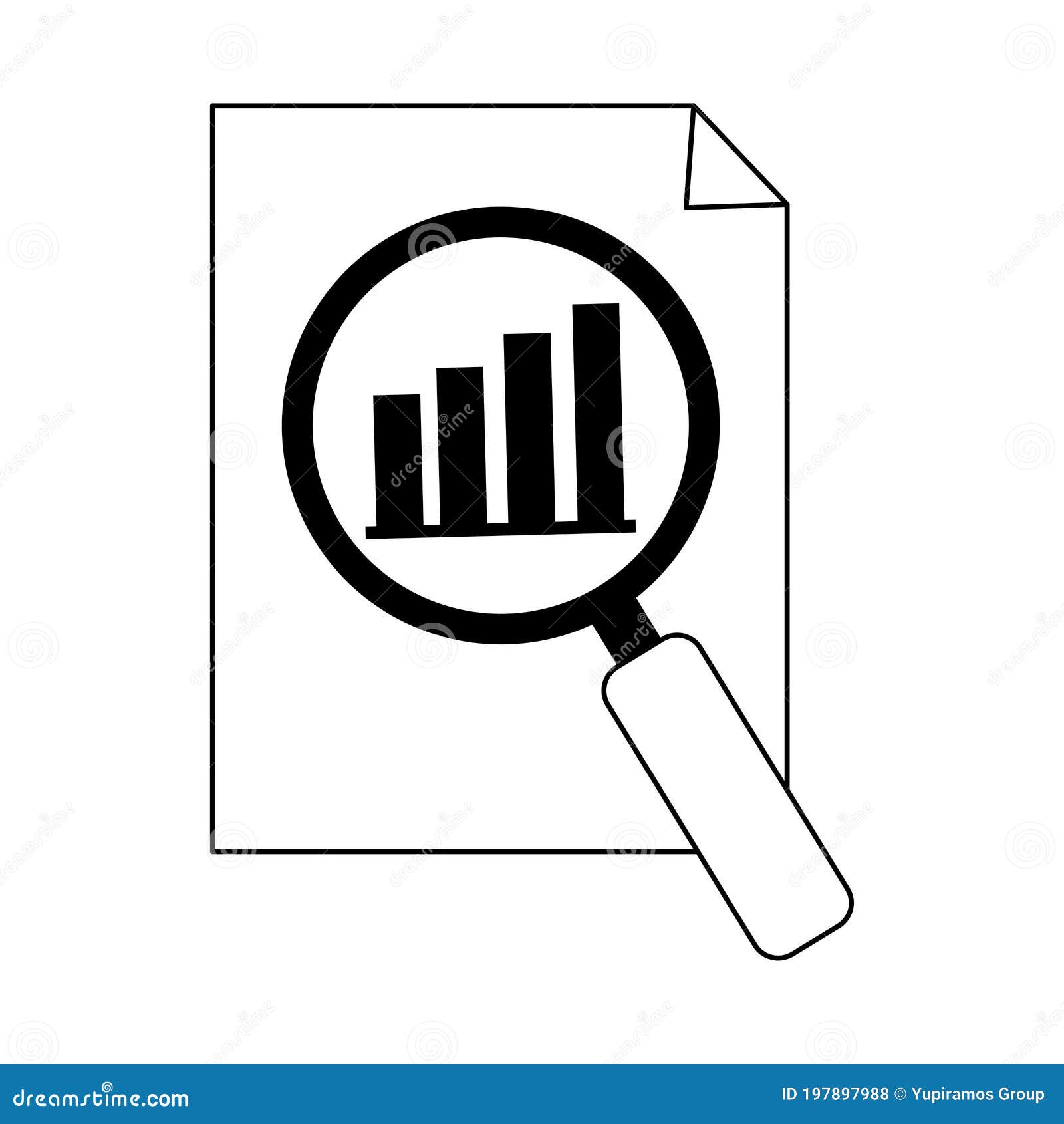 Data Analysis, Document Information Chart Economy Magnifier Line Icon ...