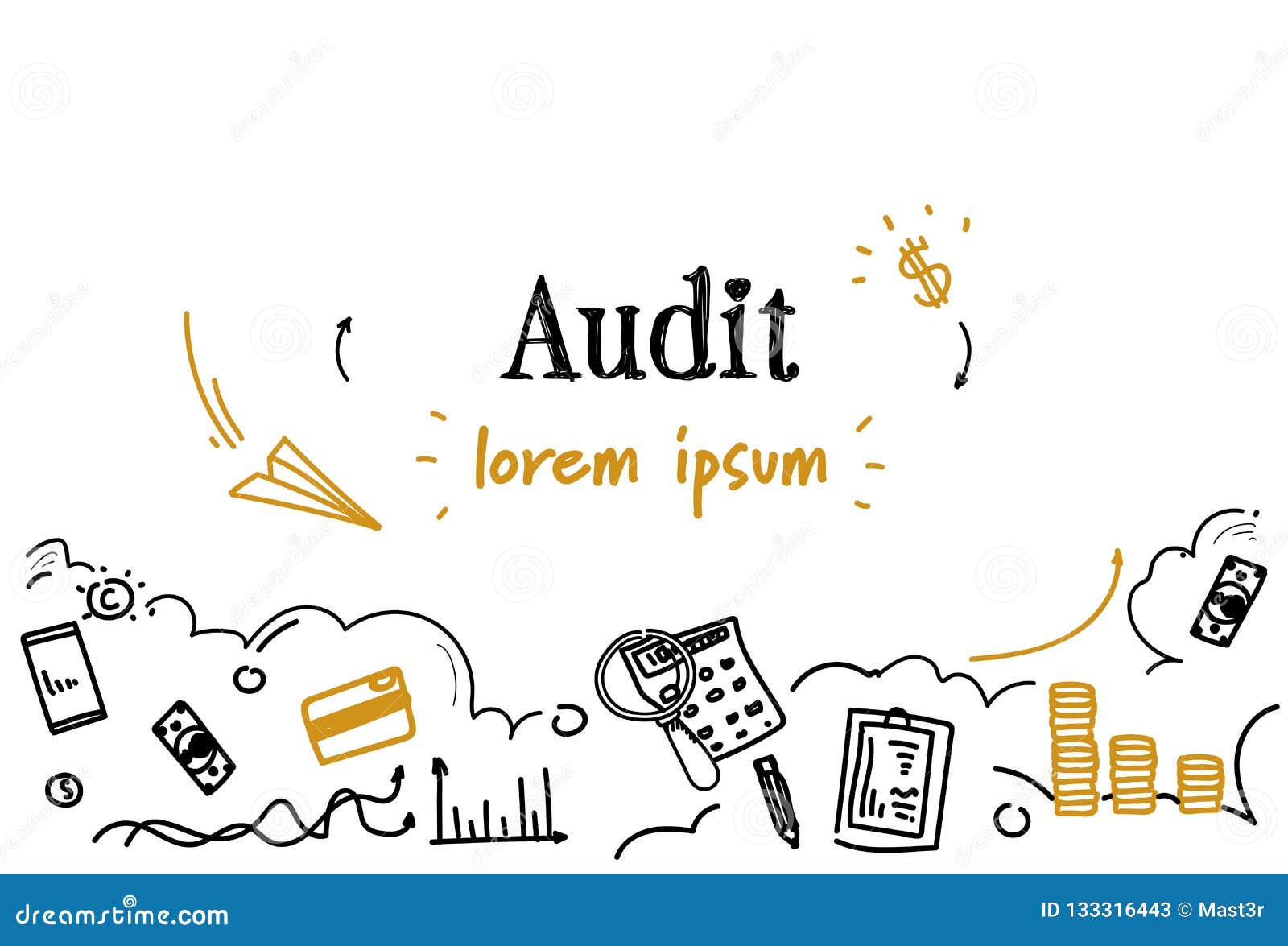 Data Analysis Financial Audit Concept Sketch Doodle Horizontal Isolated ...