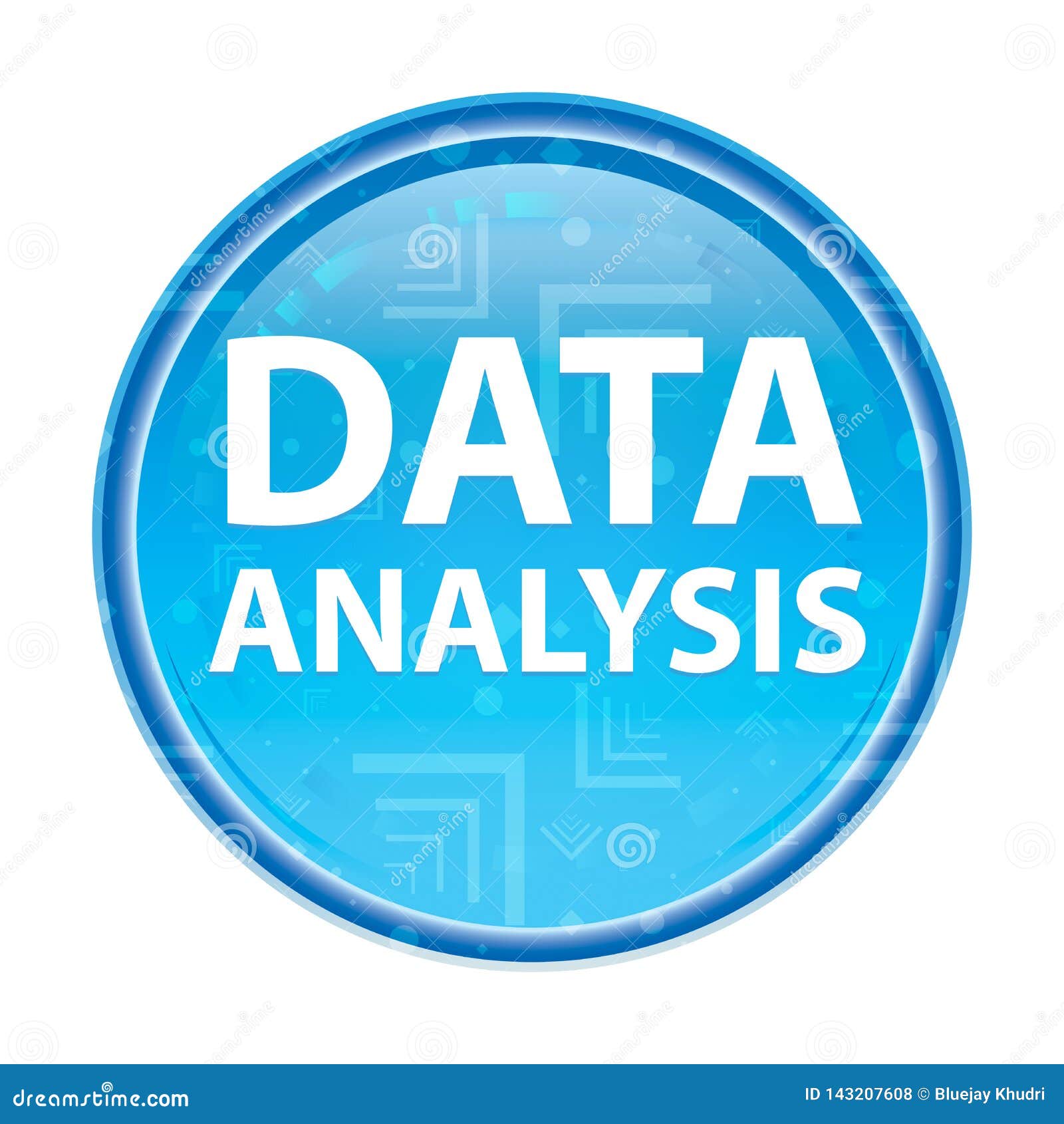Data Analysis Floral Blue Round Button Stock Illustration ...