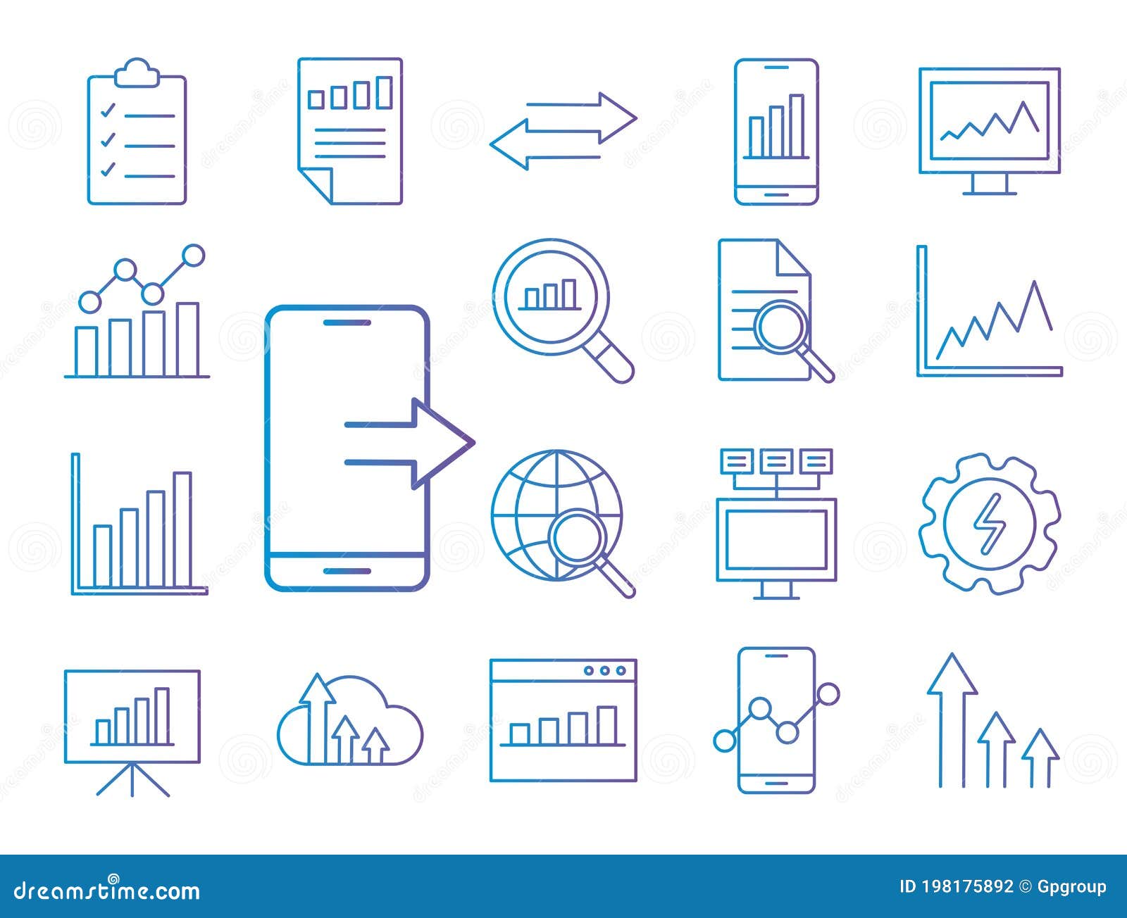 Data Analysis Gradient Style Icons Collection Vector Design Stock ...