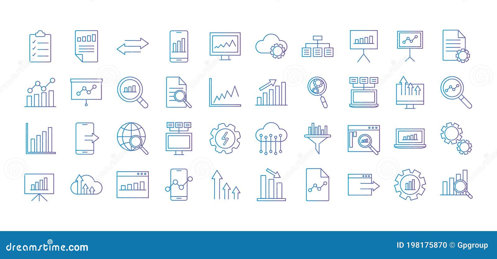 Data Analysis Gradient Style Symbol Set Vector Design Stock Vector ...