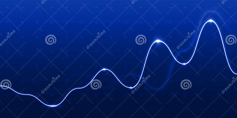 Data Analysis Graph Light Chart Line Blue Background. Vector Progress ...