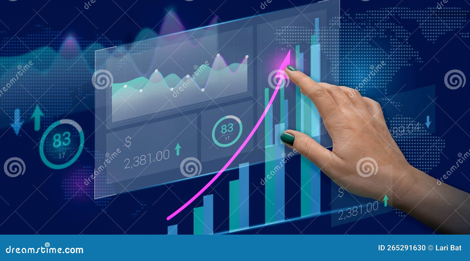 Data Analysis, Graphs, Abstract Infographic Against Map Background. the ...