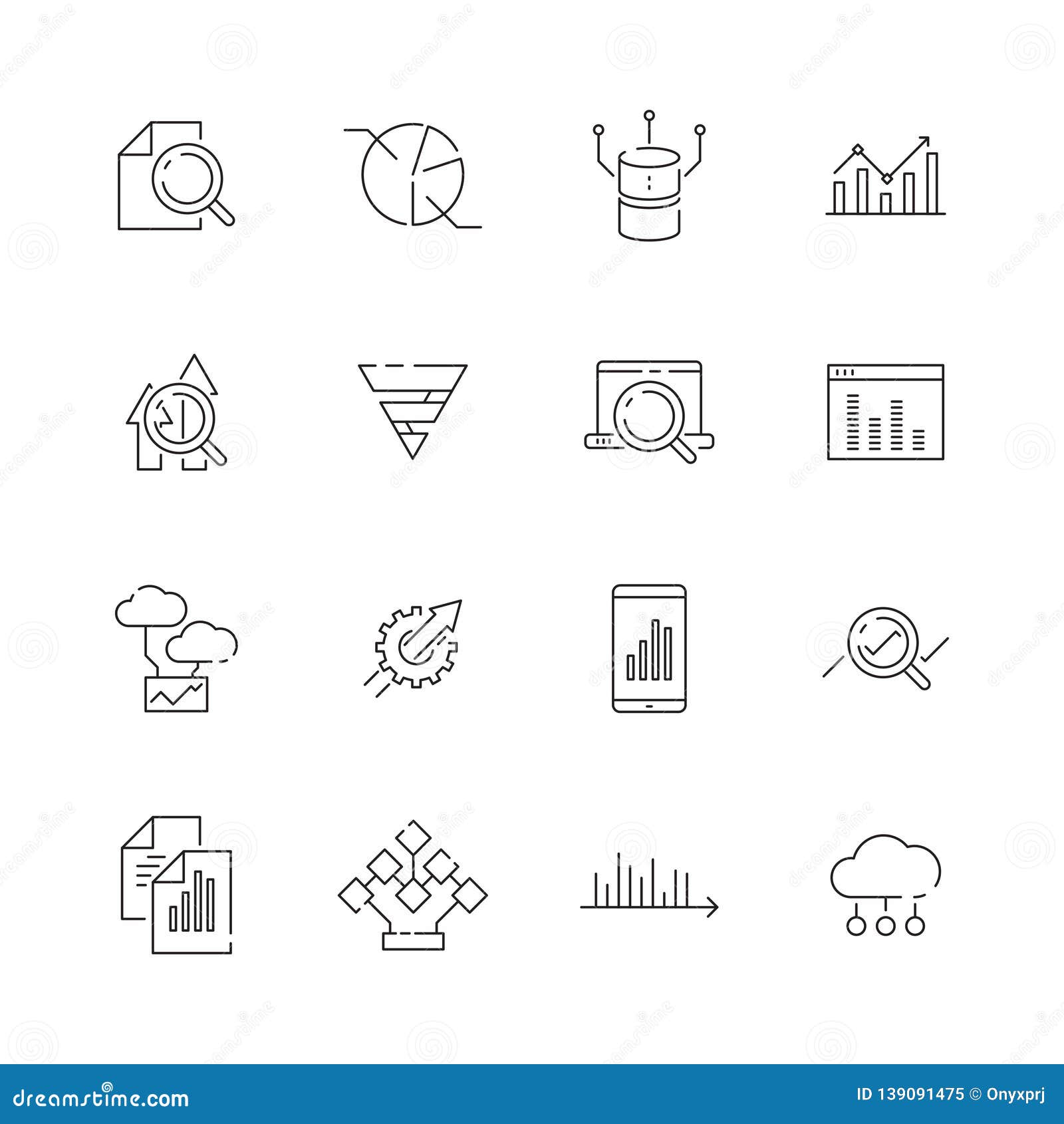 Analysis Scheme Linear Icons Set. Diagram, Logic, Methodology ...
