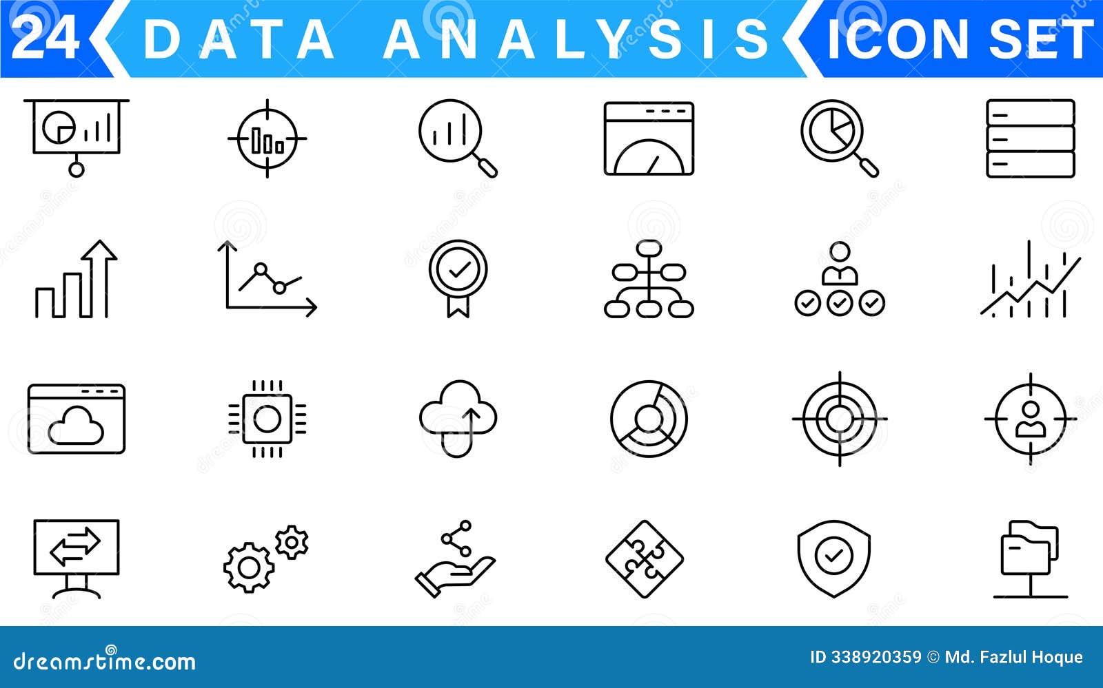Data Analysis Icon Set. Graphs, Statistics, Analytics, Analysis, Big ...