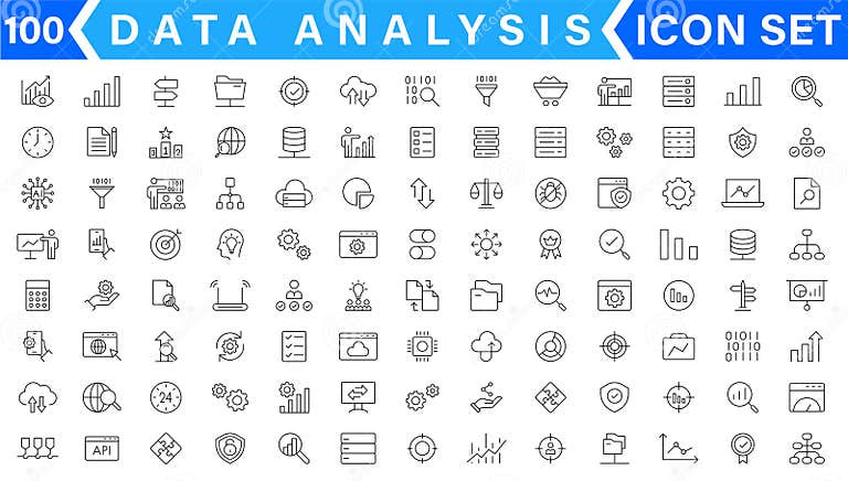 Data Analysis Icon Set. Graphs, Statistics, Analytics, Analysis, Big ...