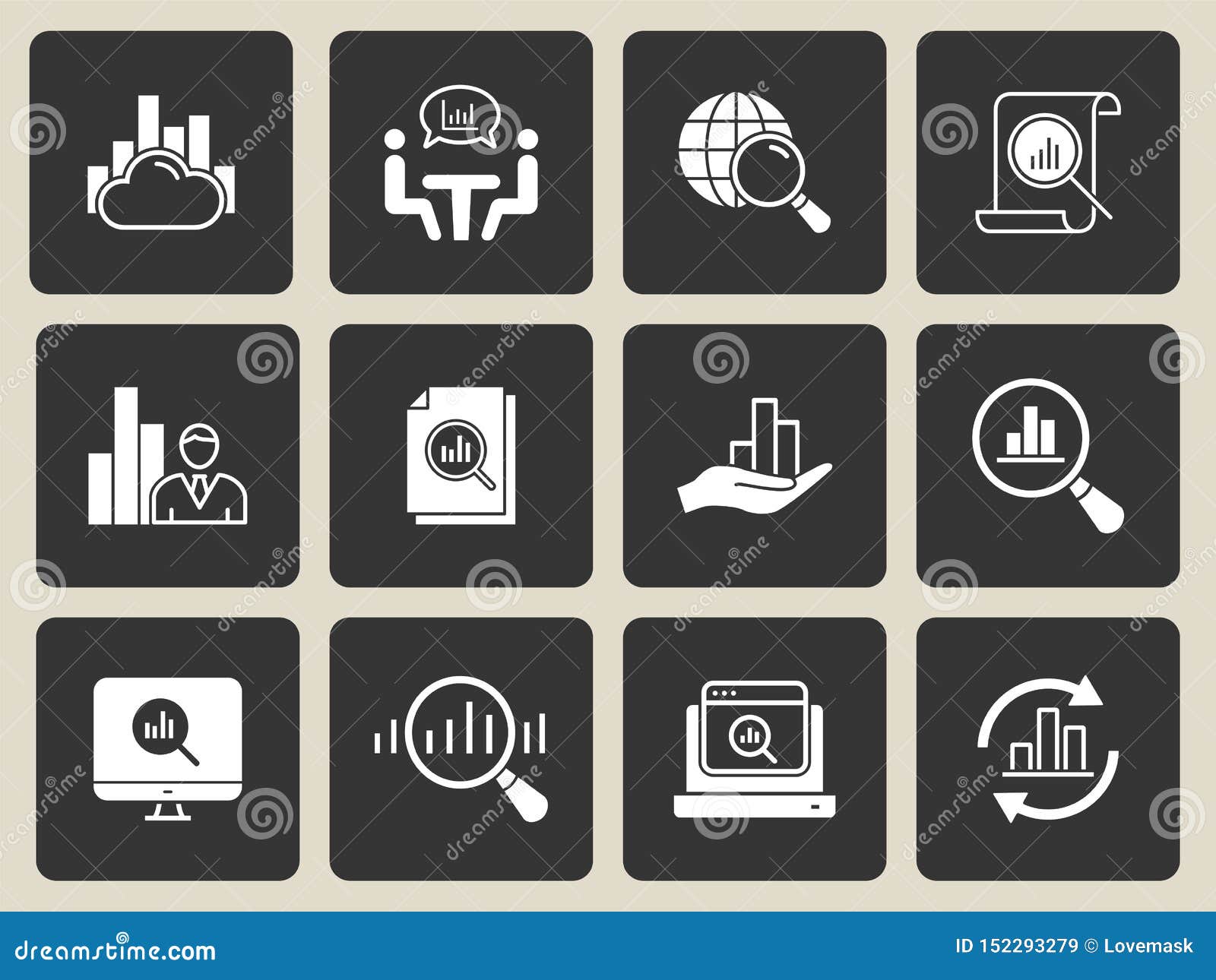 Data Analysis Icon Set. Illustrations Isolated for Graphic and Web ...