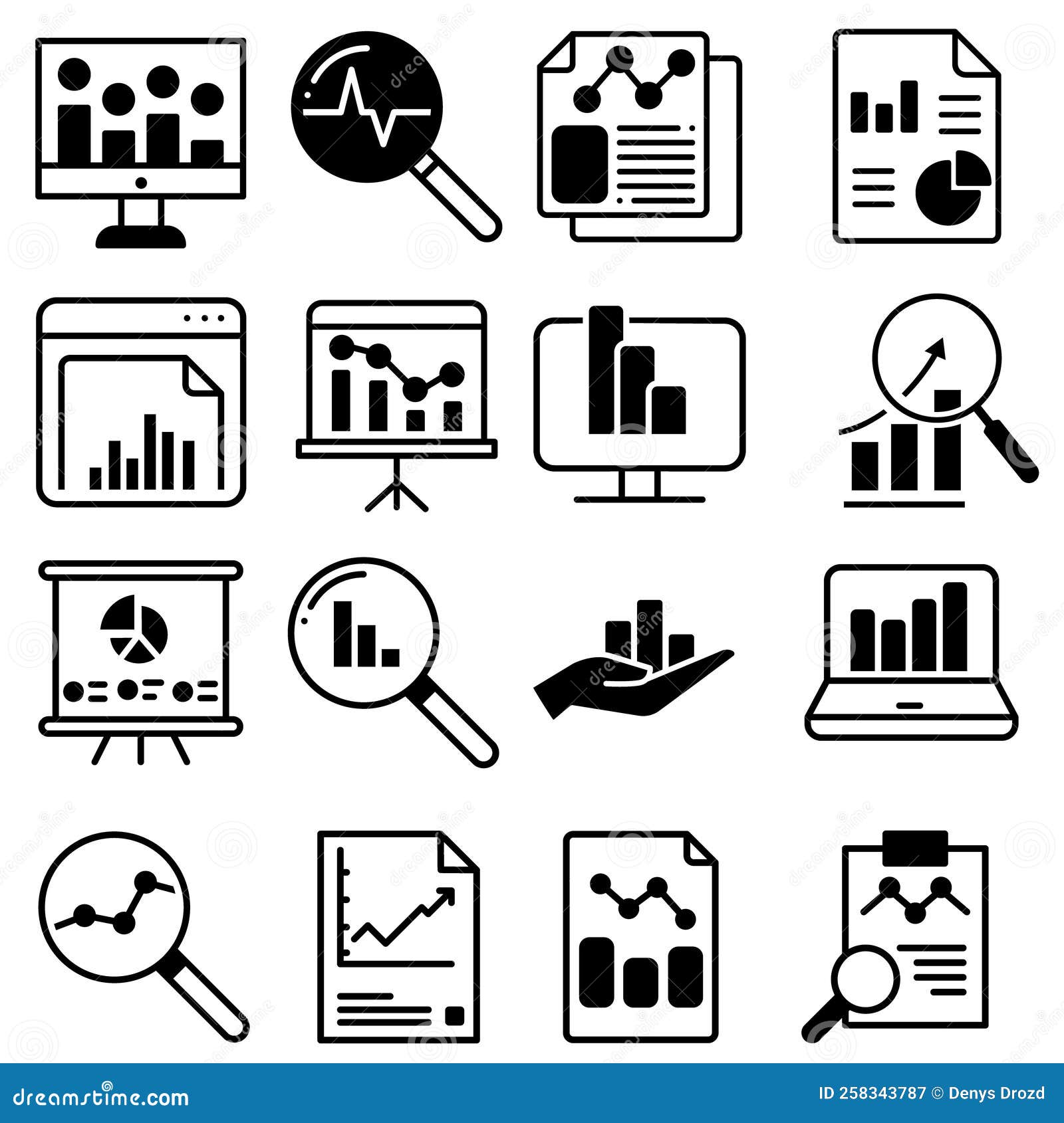 Data Analysis Icon Vector Set. Profit Graph Illustration Sign ...