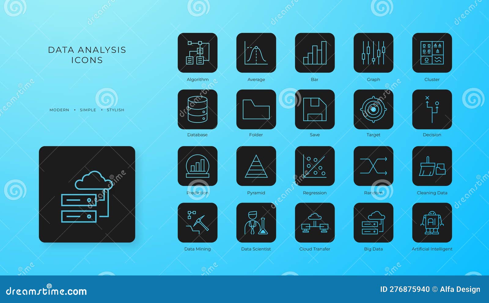 Data Analysis Icons Collection with Black Filled Line Style. Analytics ...