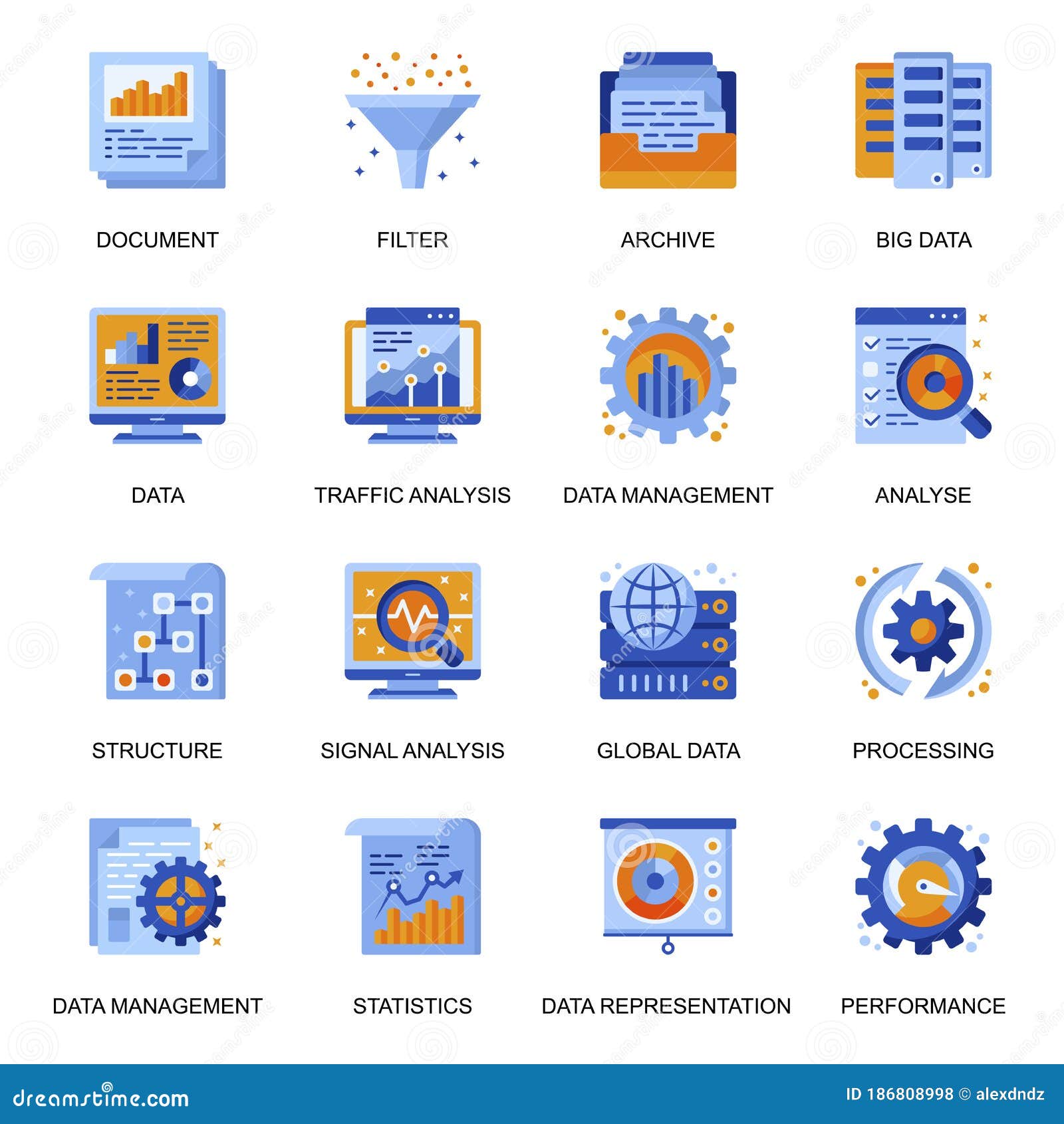 Data Analysis Icons Set in Flat Style. Stock Vector - Illustration of ... Data Analysis Icons Set in Flat Style. Stock Vector - Illustration of ...