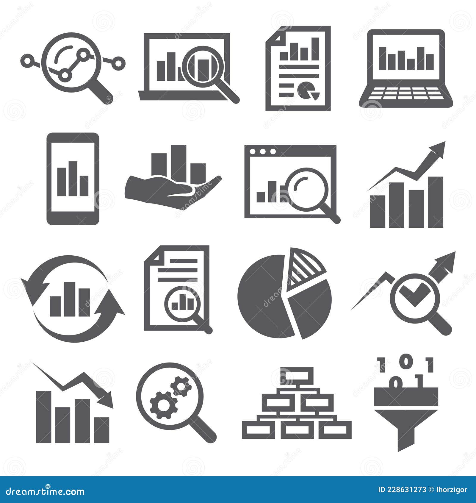Data Analysis Icons Set on White Background Stock Vector - Illustration ...