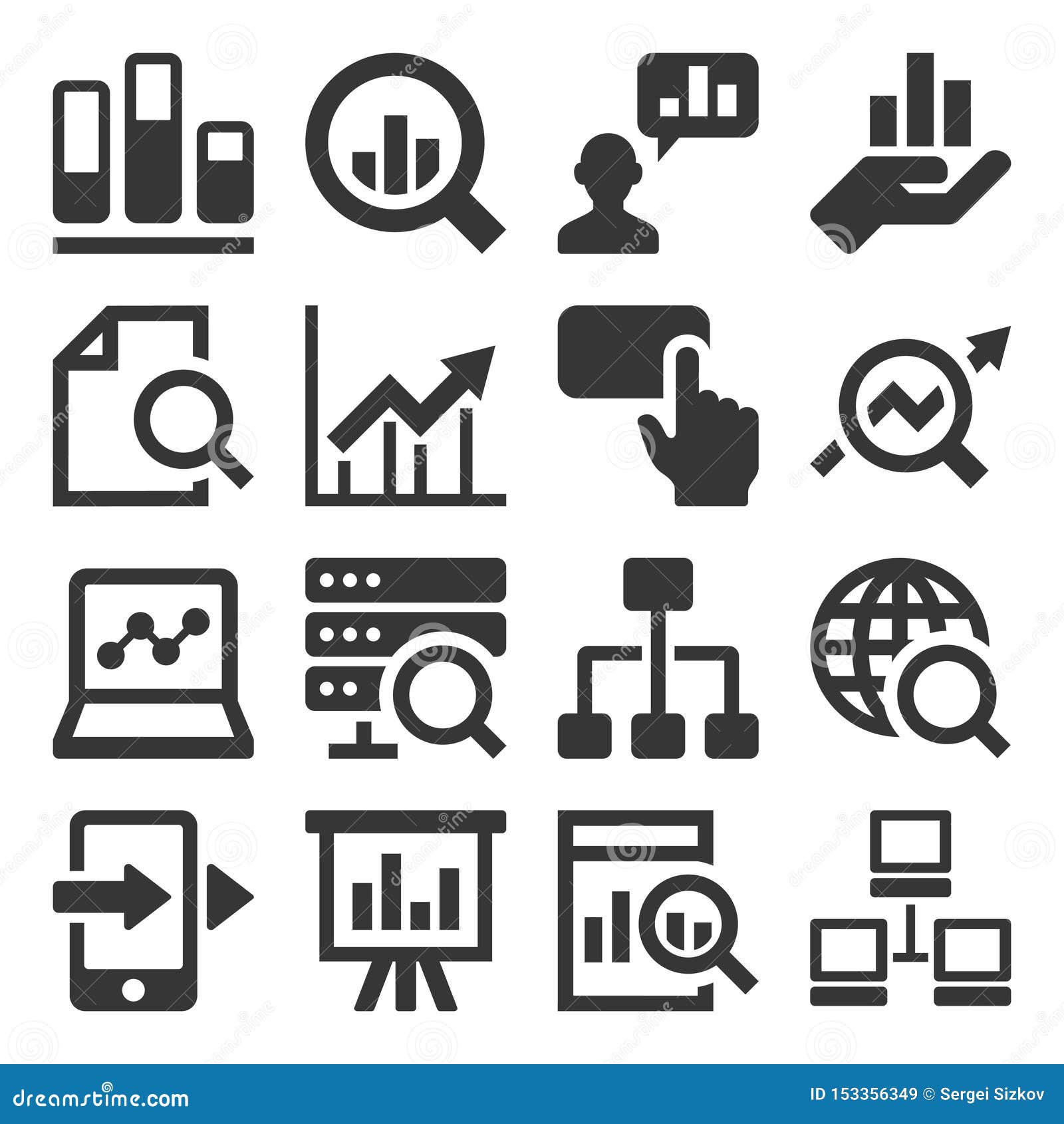 Data Analysis Icons Set on White Background. Vector Stock Vector ...