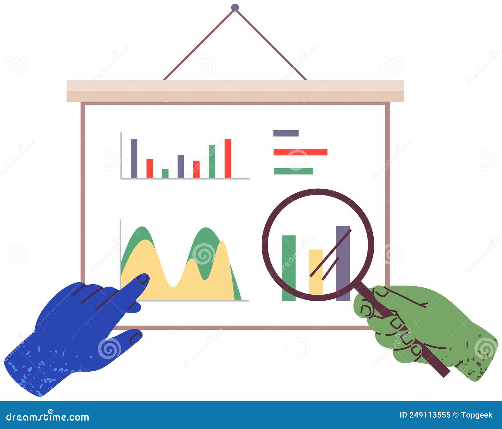 Person Examines Diagram Under Magnifier. Hand With Loupe Magnifying ...