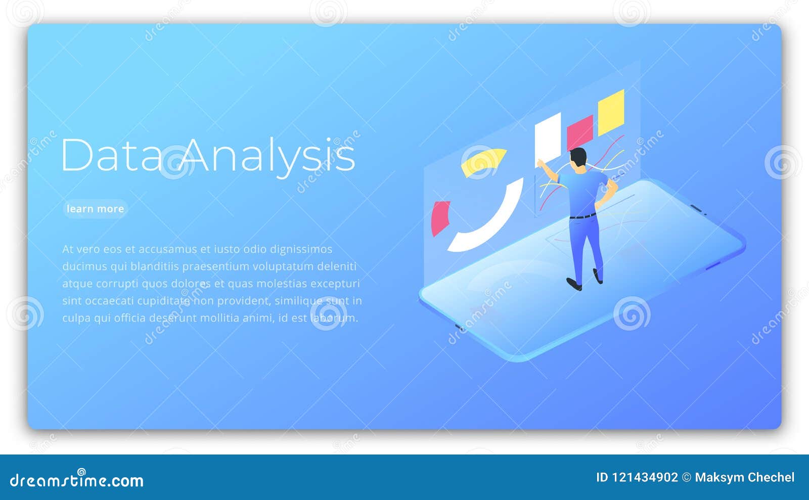 Data Analysis. Isometric Illustration of Man Analyzing and Managing ...