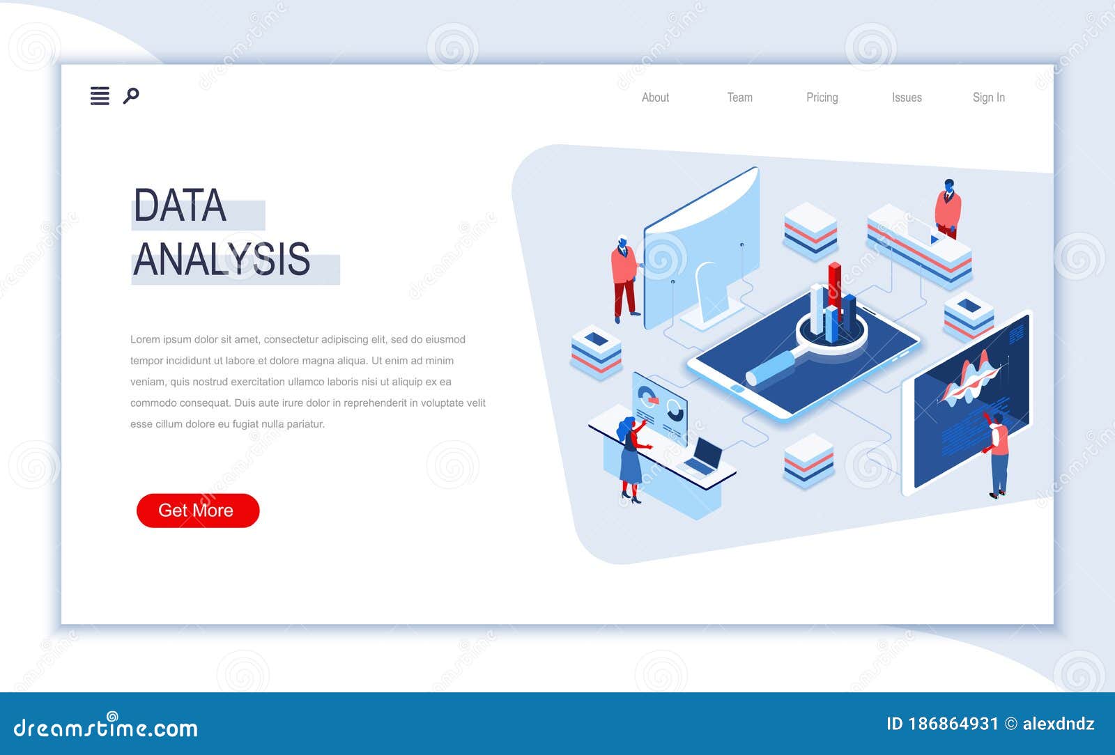 Data Analysis Isometric Landing Page Stock Vector - Illustration of ...