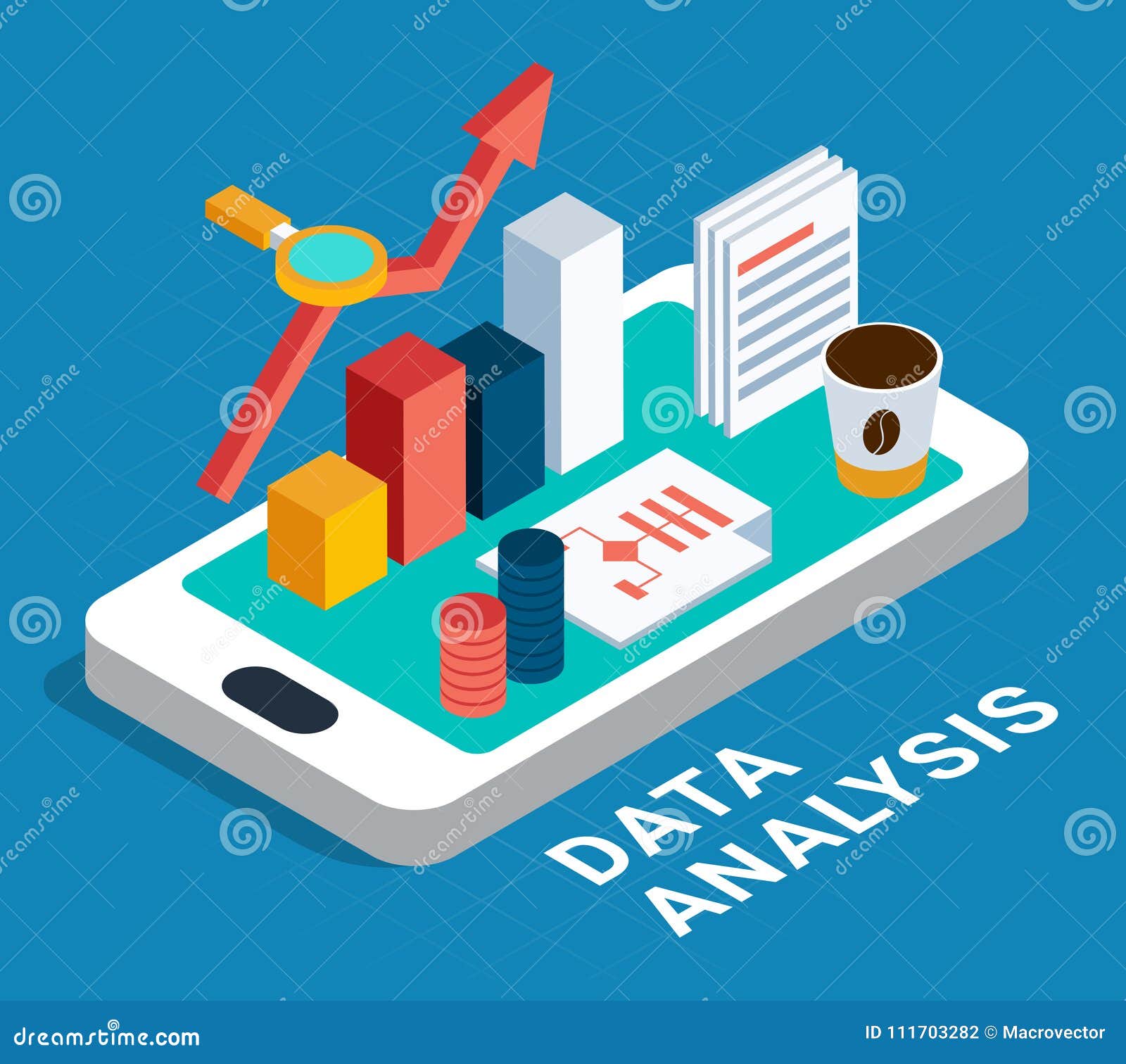 Data Analysis Isometric Poster Stock Vector - Illustration of computer ...