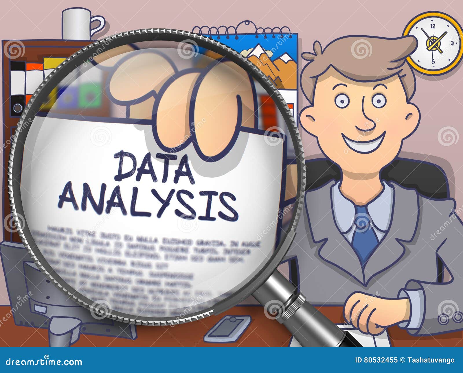 Data Analysis through Lens. Doodle Design. Stock Illustration ...