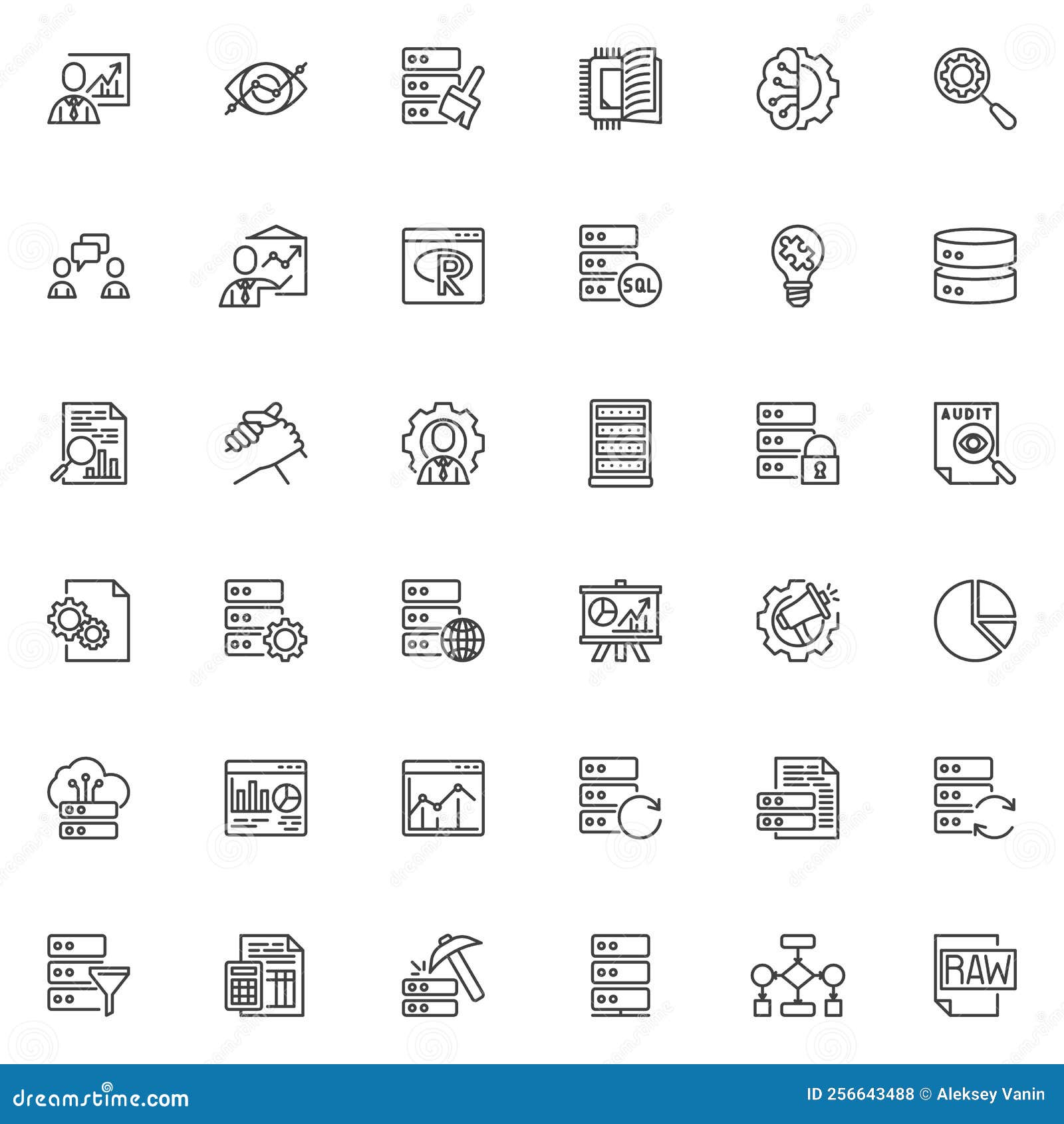 Data Analysis Line Icons Set Stock Vector Illustration Of Pixel Elements 256643488