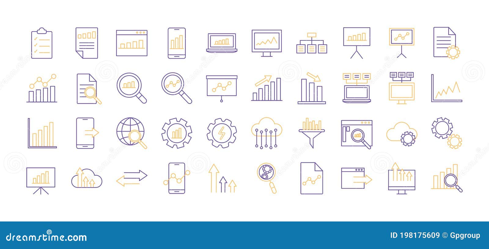 Data Analysis Line Style Symbol Set Vector Design Stock Vector ...