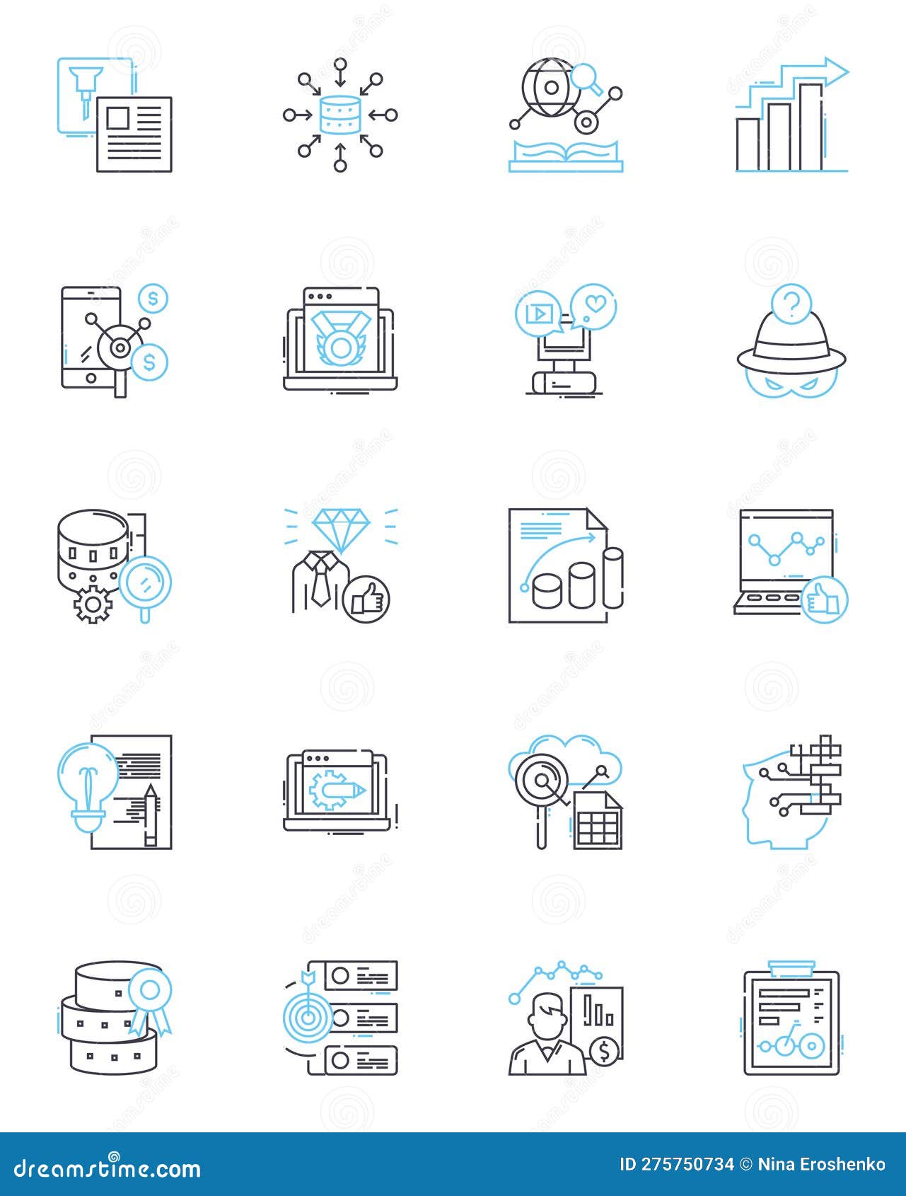 Data Analysis Linear Icons Set Analytics Computation Metrics 5865