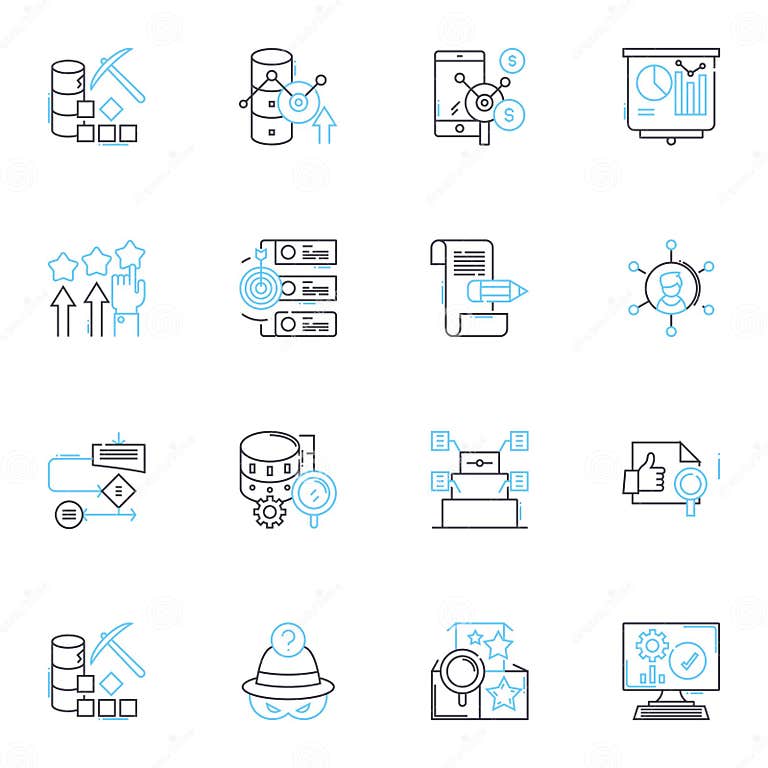 Data Analysis Linear Icons Set. Analytics, Computation, Metrics ...