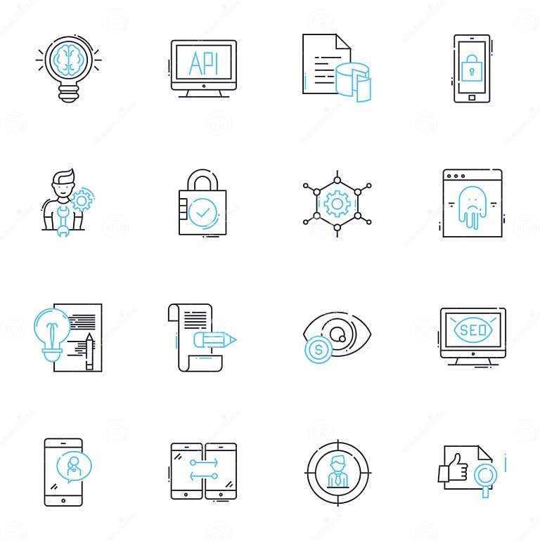 Data Analysis Linear Icons Set. Insights, Analytics, Metrics ...